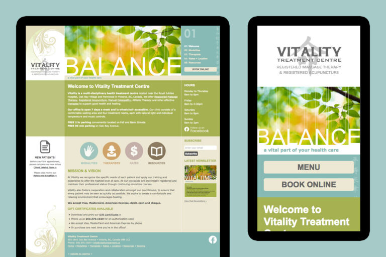 Portfolio - Vitality Treatment Centre Health Clinic Brand & Website